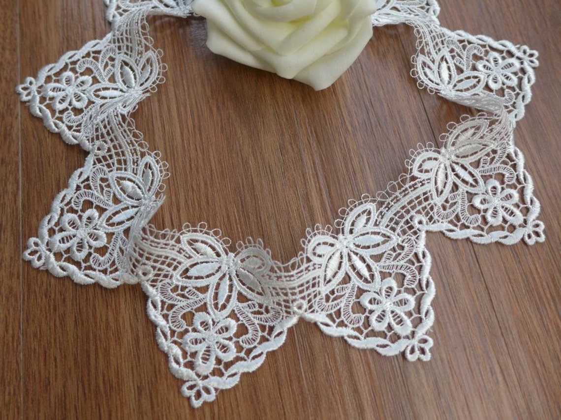 Beautiful Bridal Lace Trim Venice Hollowed Lace in White for | Etsy