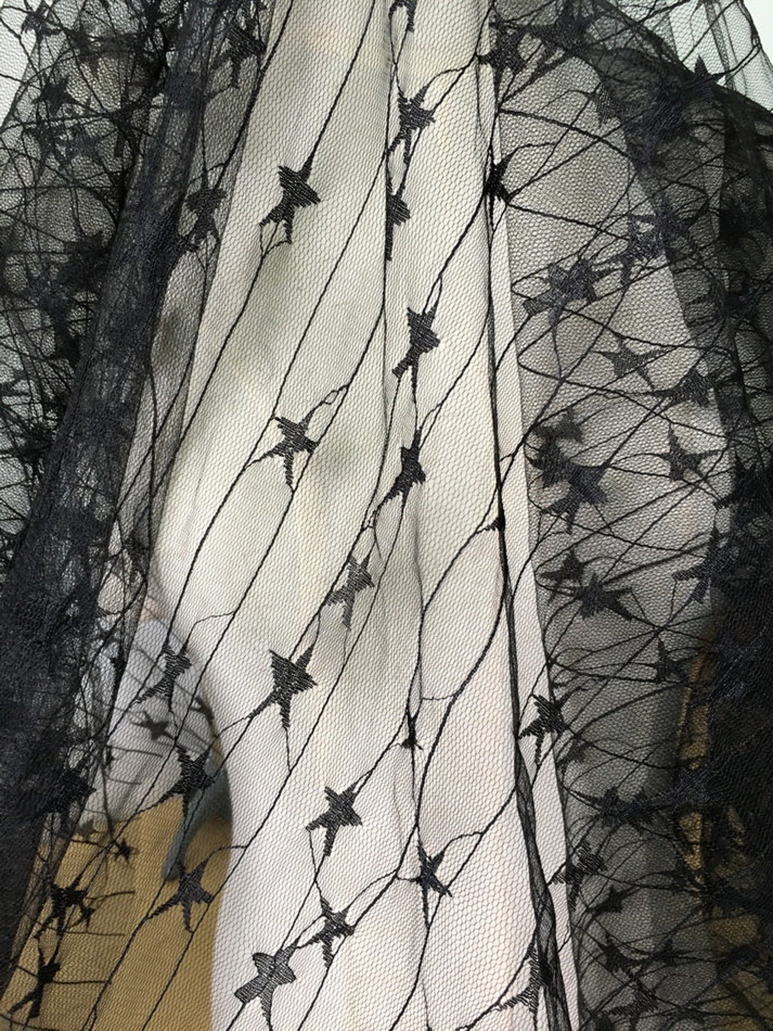 Soft Tulle Mesh Fabric With Stars Design for Wedding Gown | Etsy