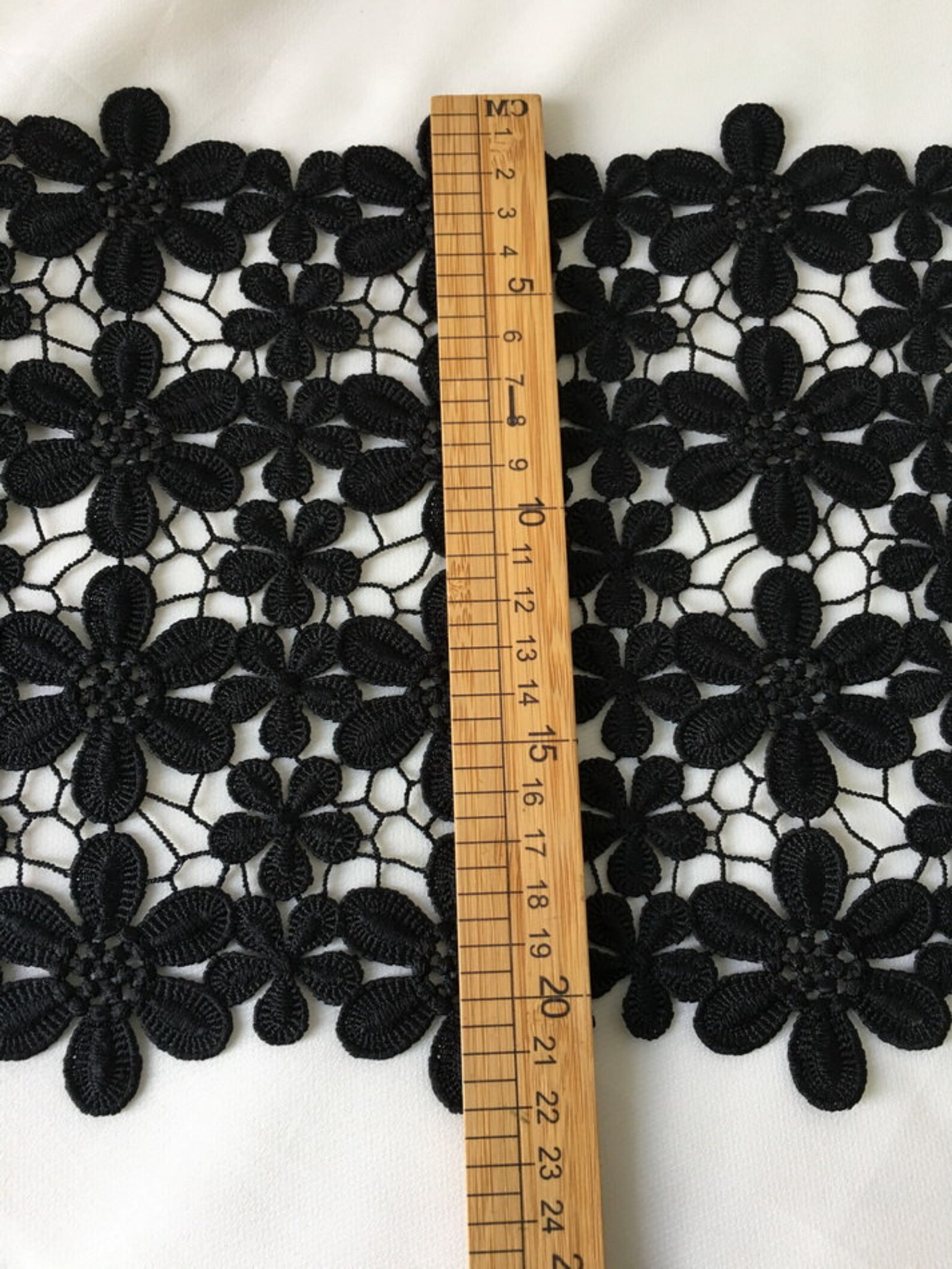 Black Flower Motif Venice Lace Trim Retro Crochet Style Lace | Etsy