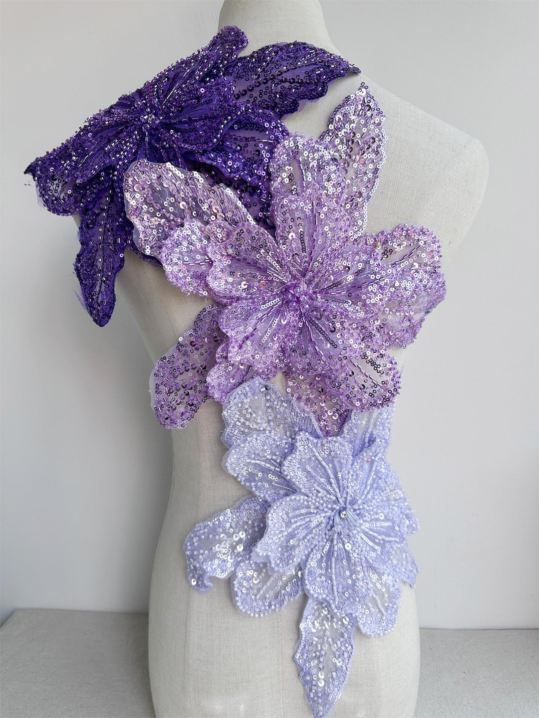 3D Applique Beaded Embroidered Flower Applique for Lyrical Dance ...
