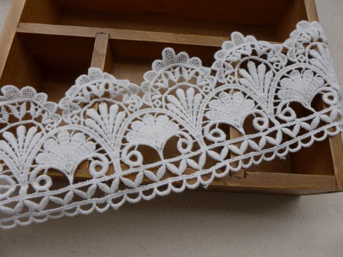 Off White Lace Trim, Cotton Lace 3.35" Wide, Crochet Lace Vintage ...