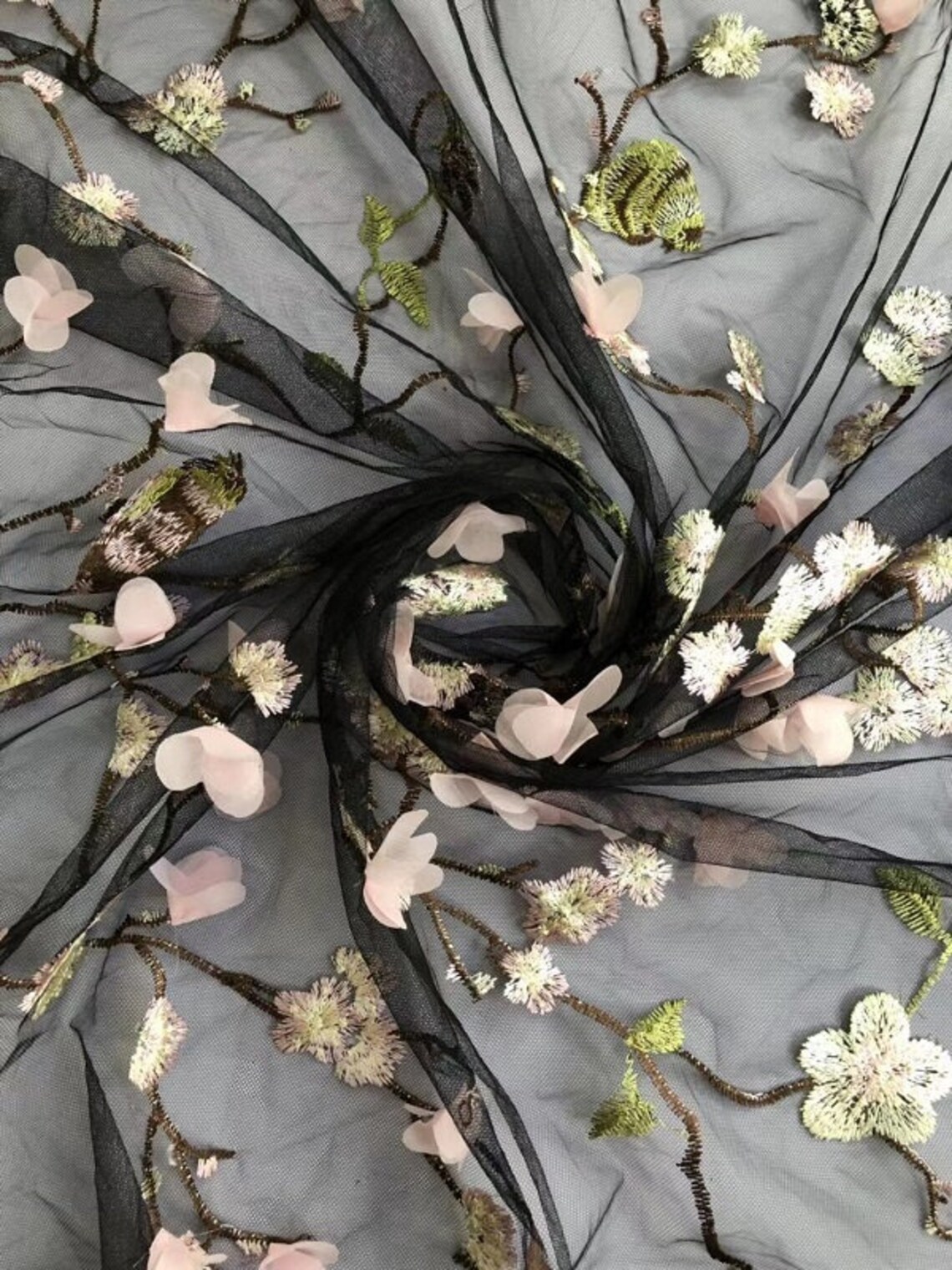 Beautiful 3D Floral Blossom Embroidery Tulle Mesh Lace Fabric - Etsy