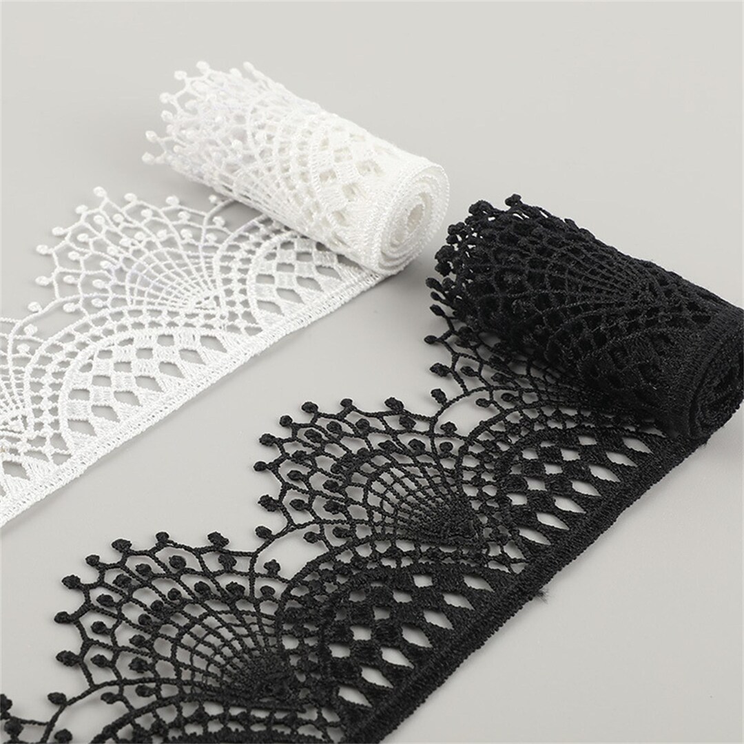BLACK / WHITE Spiderweb Lace Trim Gothic Venice Embroidery Lace for ...