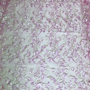Lavender Fabric Embroidered Floral Lace Fabric in Lavender - Etsy