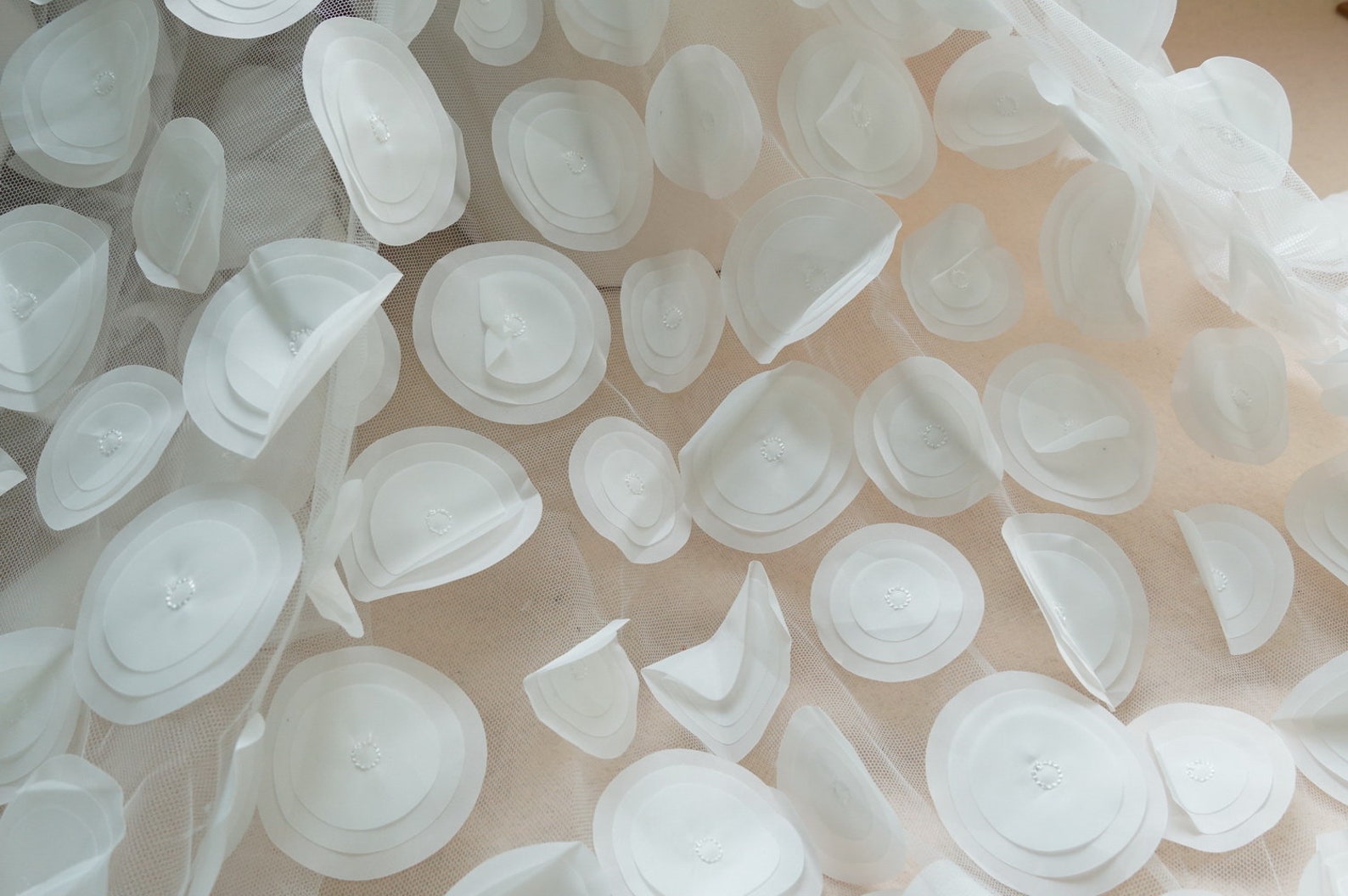 3D Circle Design Mesh Fabric Organza Circle Fabric for Prom | Etsy