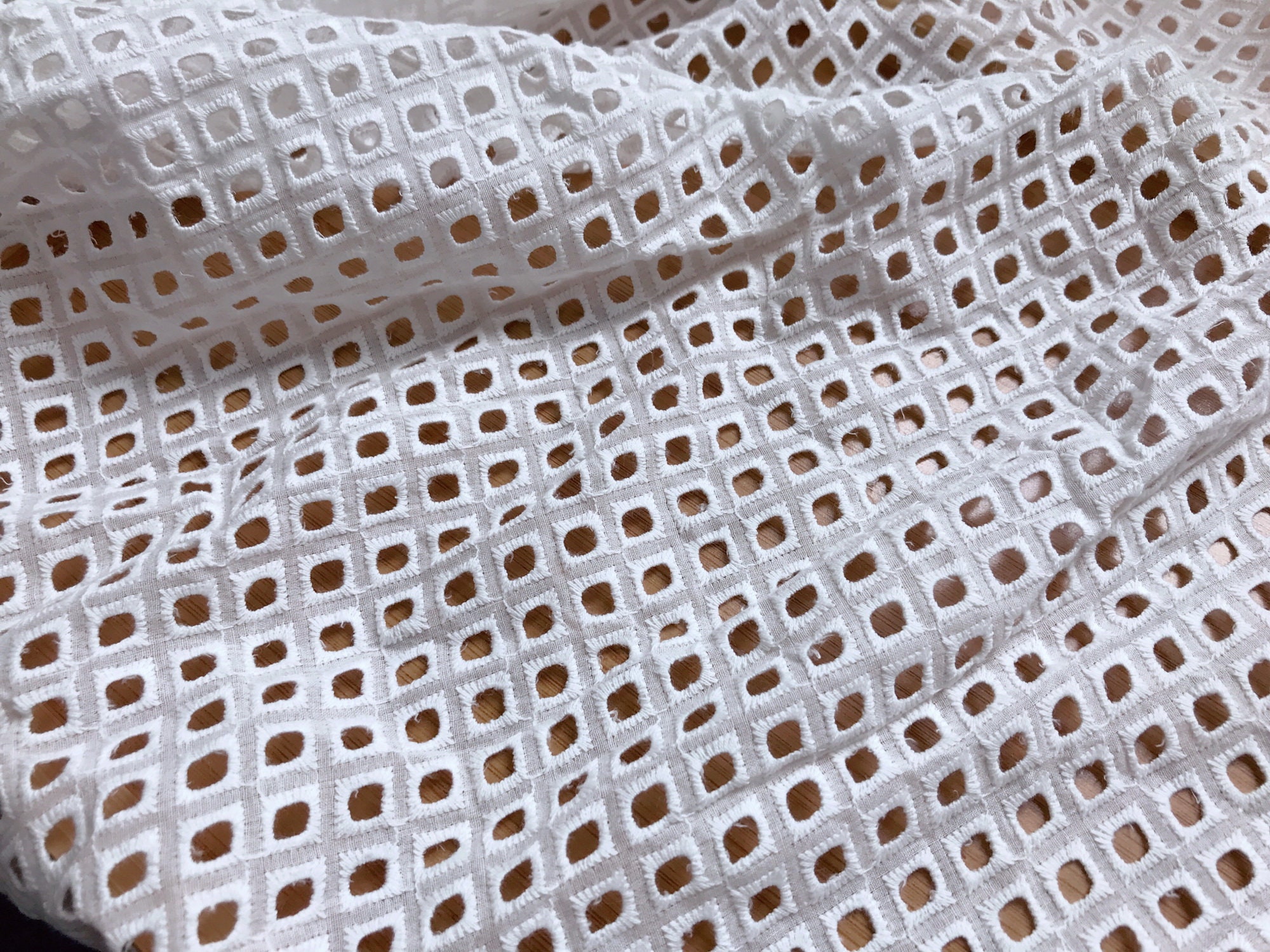 Cotton Fabric, off White Eyelet Cotton Fabric, Classic Eyelet Fabric ...