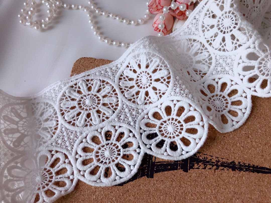 Lace Trim, Cotton Lace, Retro Circle Trim Lace, off White Cotton Lace ...