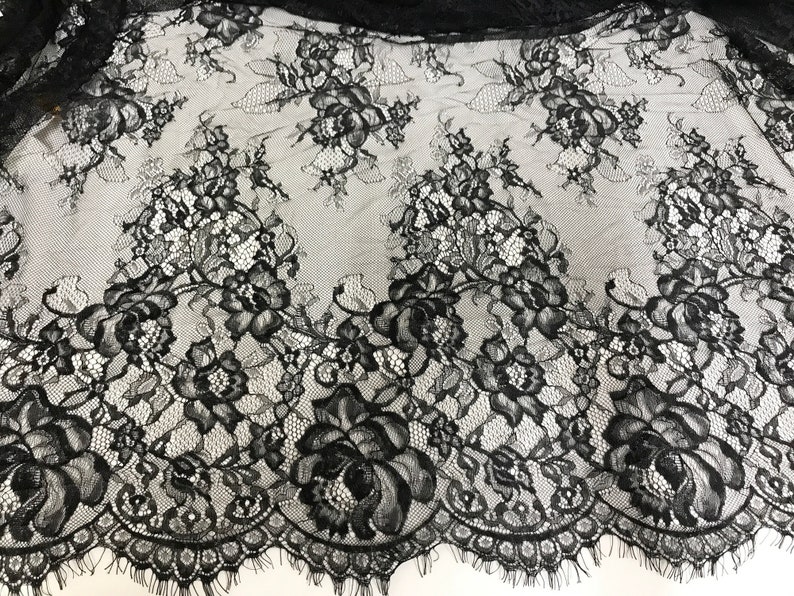 Vintage French Chantilly Lace Fabric Graceful Floral Wedding - Etsy