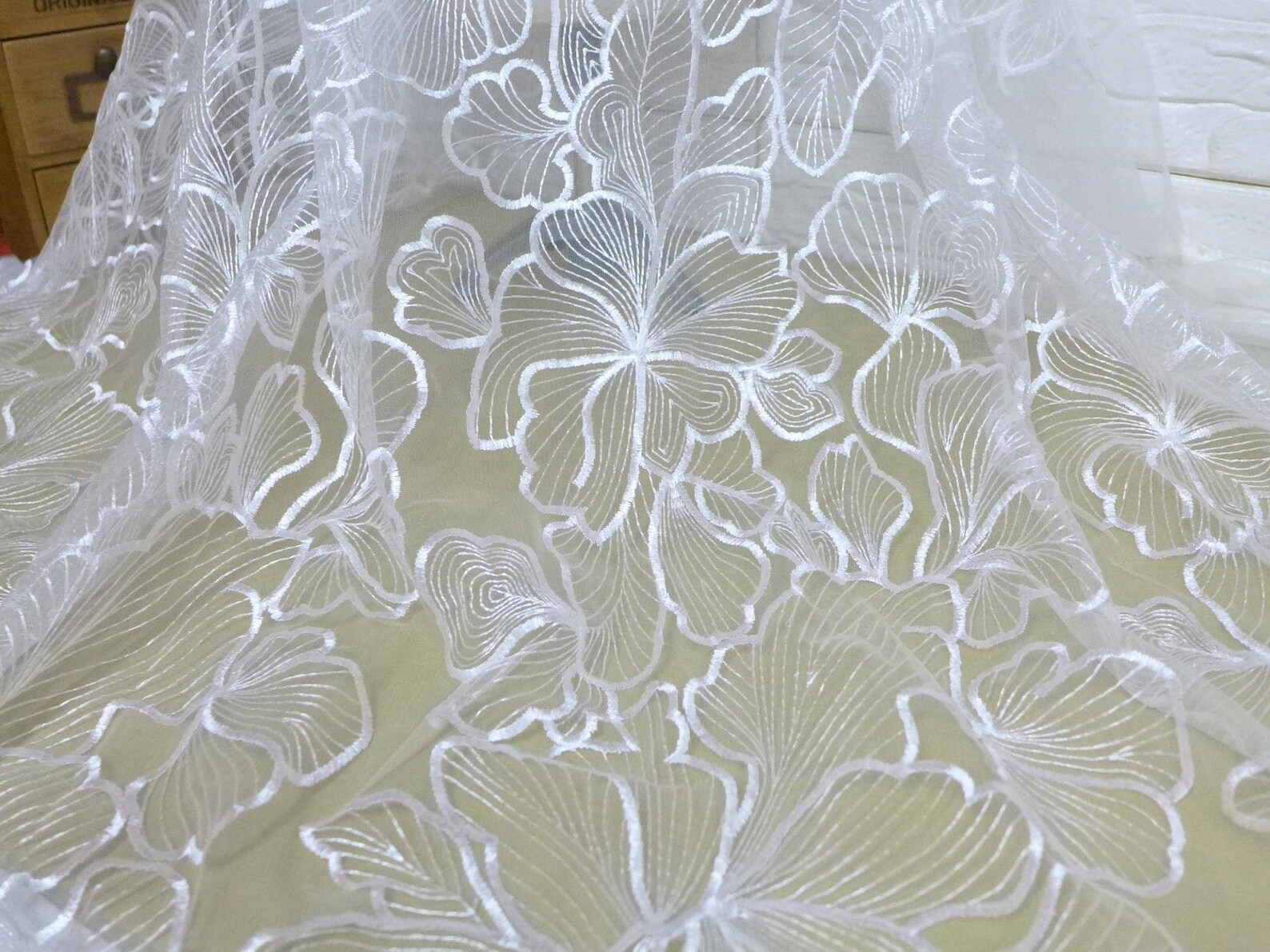 Exquisite Lotus Flowers Tulle Mesh Fabric in off White for - Etsy