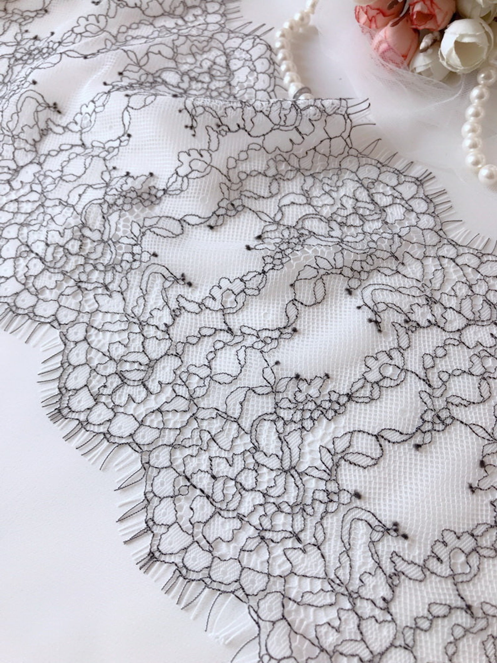 Two-tone Lace Trim Soft Chantilly Bridal Lace Exquisite - Etsy
