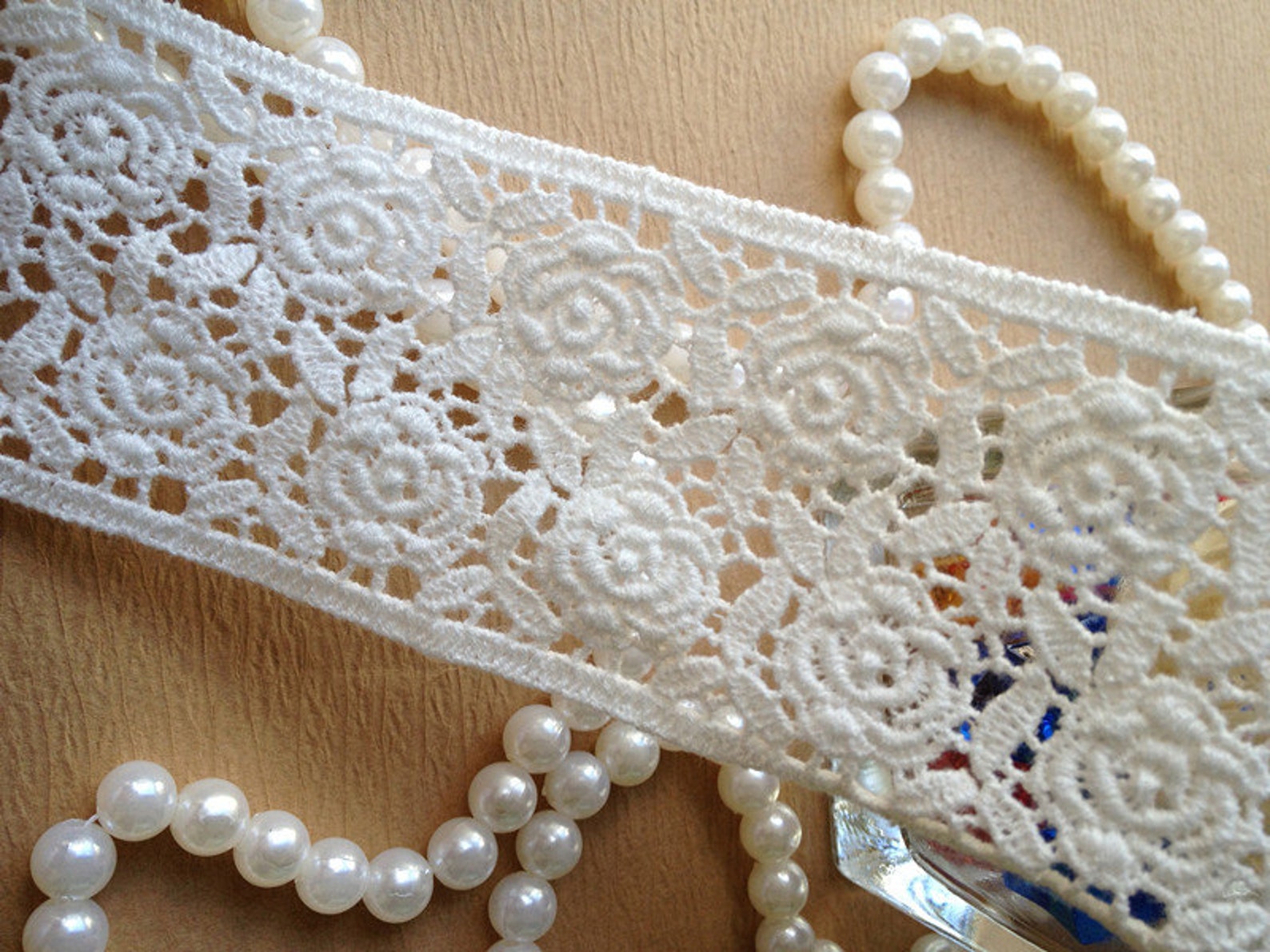 2 Yards White Cotton Lace Trim Exquisite Rose Embroidered - Etsy