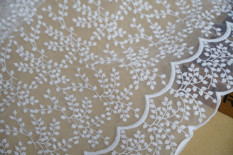 Off White Venice Floral Leaves Embroidery Mesh Netting Fabric - Etsy