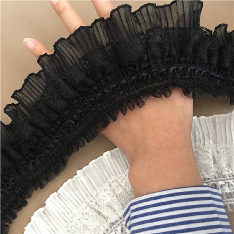 Ruffled Stretch Lace Trim Beautiful Elastic Lace With Floral - Etsy