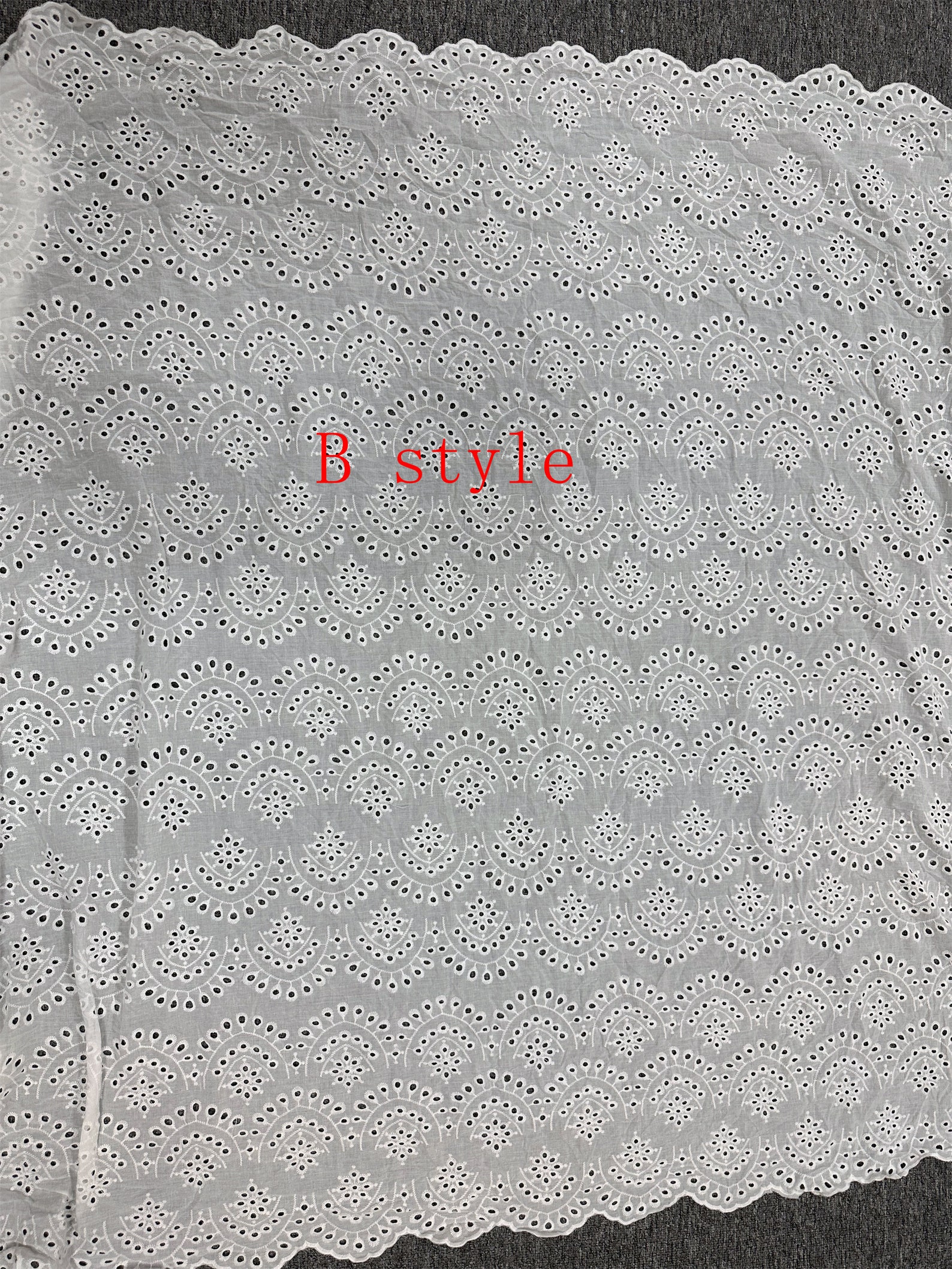 Eyelet Fabric by the Yard, 100% Cotton Lace Fabric, off White Scalloped ...
