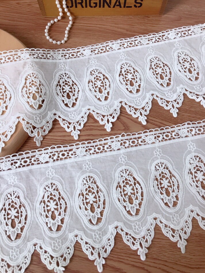 Retro style cotton lace off white lace trim skirt trim lace | Etsy