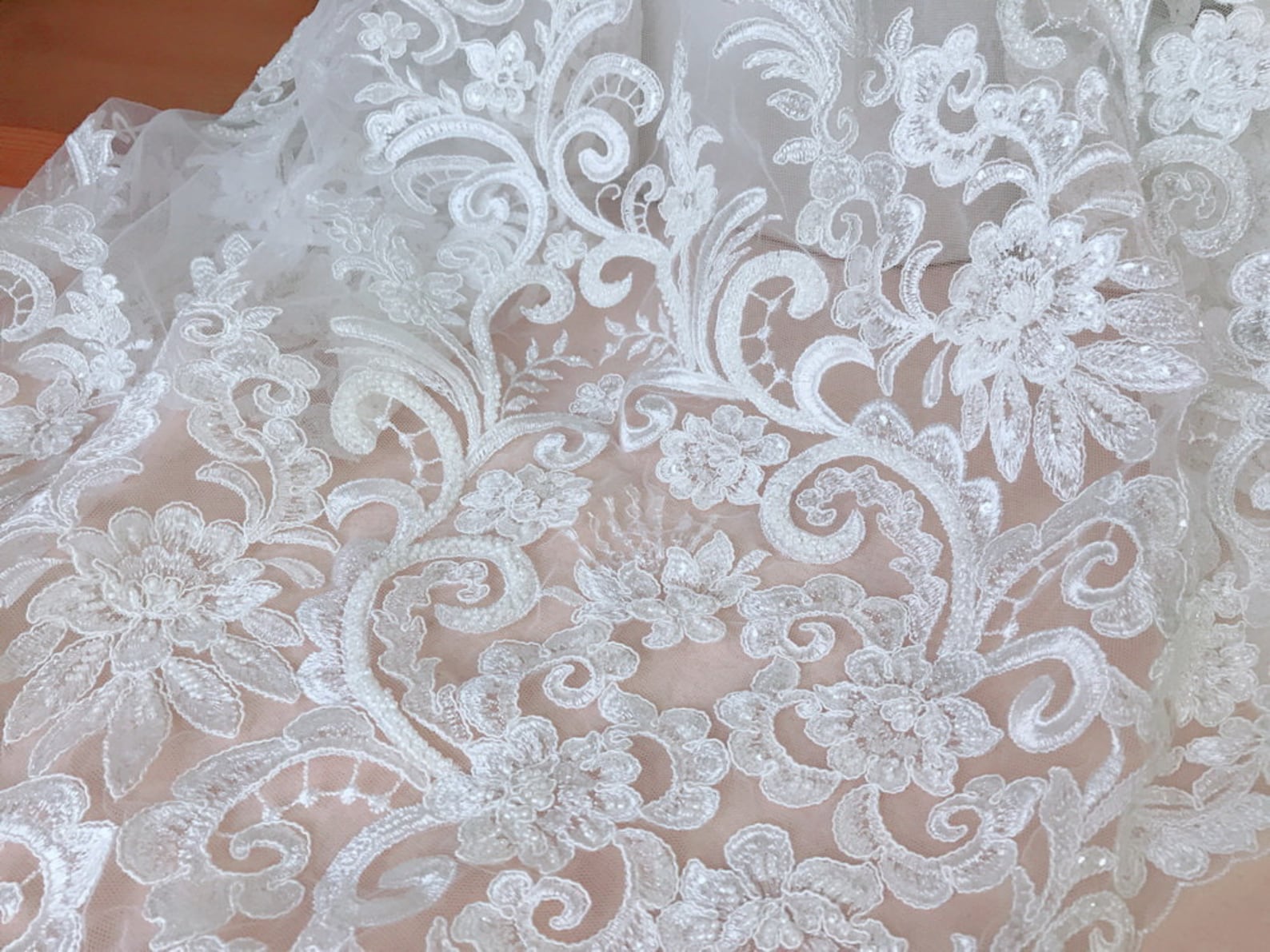 Gorgeous Embroidered Lace Ivory Heavy Beaded Wedding Lace Fabric for ...