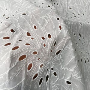 Cotton Eyelet Fabric off White Leaves Pattern 51" Wide Cotton Fabric ...