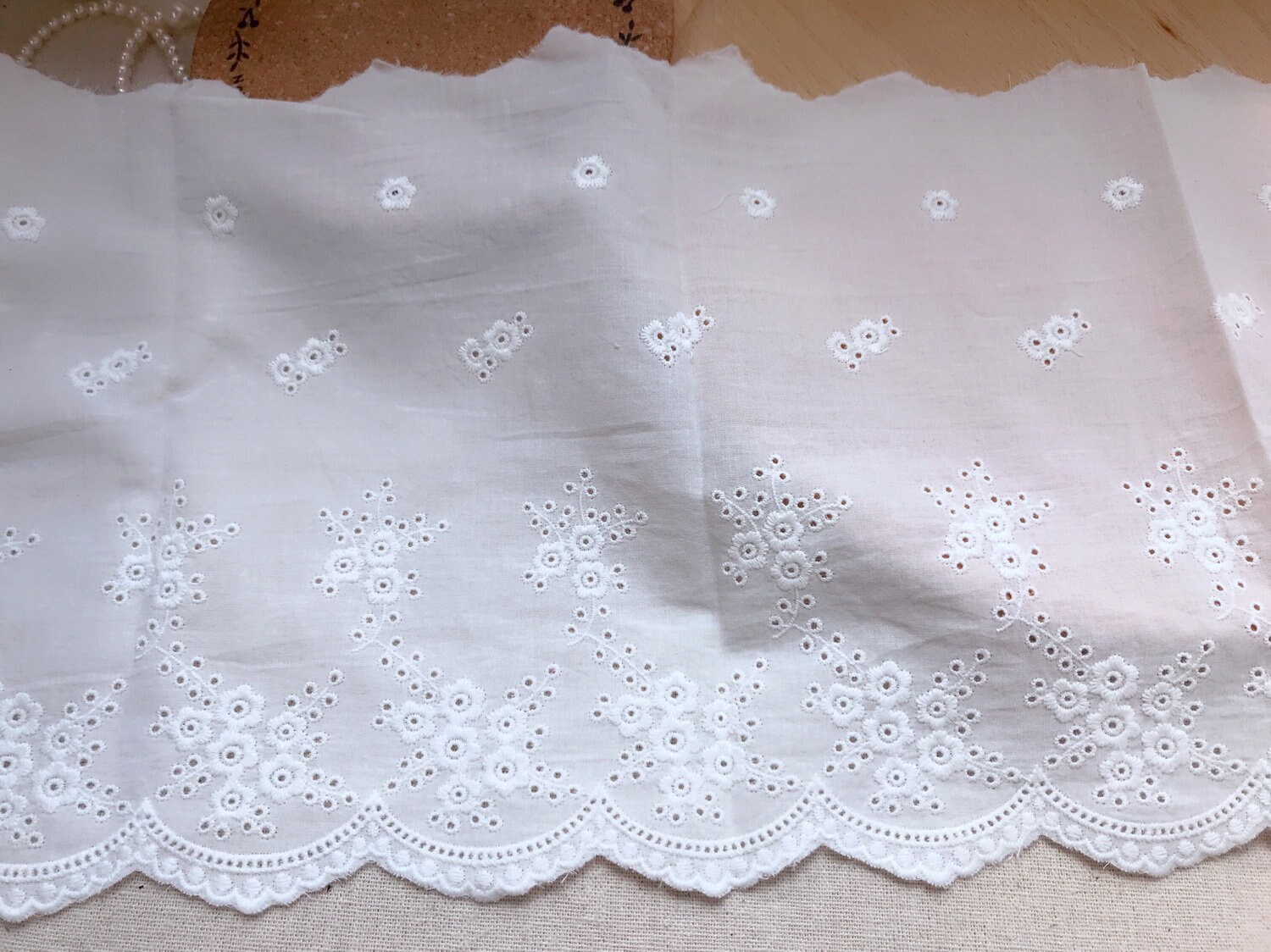Cotton Eyelet Lace off White Floral Lace for Bridal Boho Dress, Lace ...