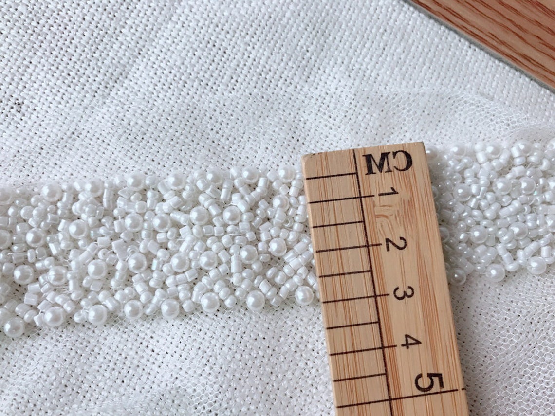 Wide Beaded Trim Ivory Wedding Sash Trim for bridesmaid sash | Etsy