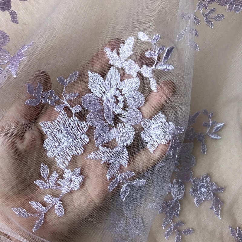Bridal Floral Fabric Lavender Lace Fabric for Bridesmaid Gown | Etsy