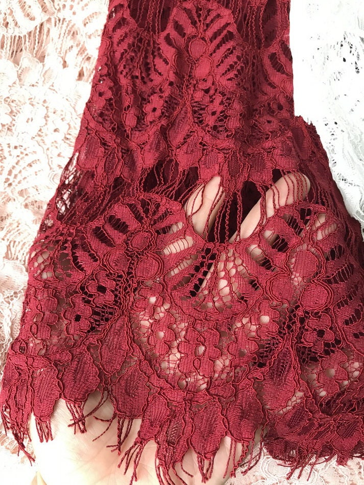 Beautiful scallops lace fabric 59 wide eyelash lace | Etsy