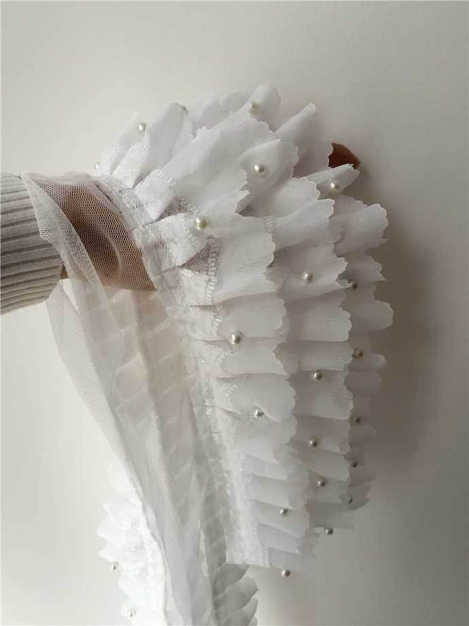 1 Yard Beaded Ruffled Chiffon Lace Trim 3 Layers Ivory Bead - Etsy