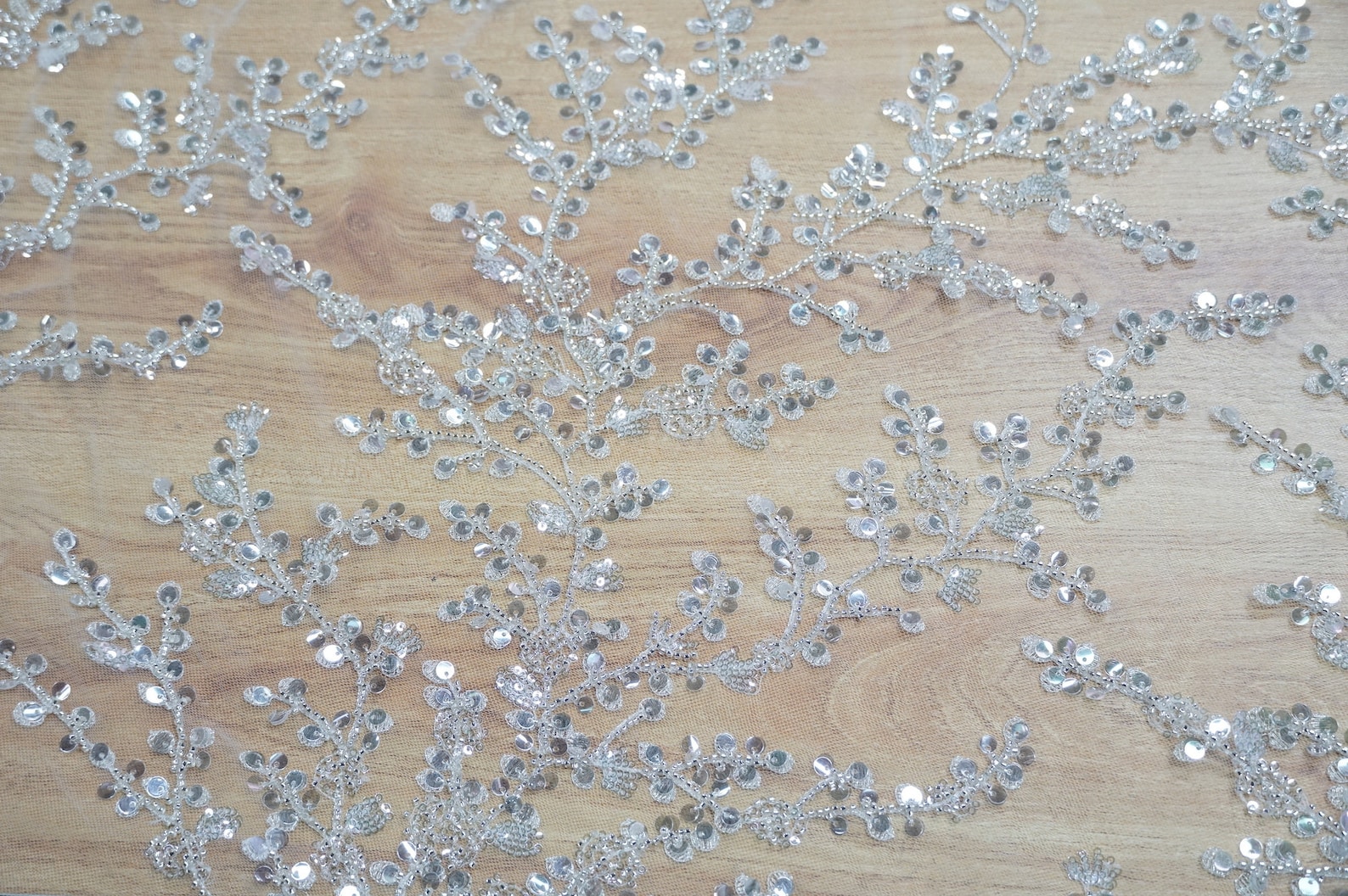 Luxury Bridal Beaded Lace Silver Beads and Sequins Lace Fabric - Etsy