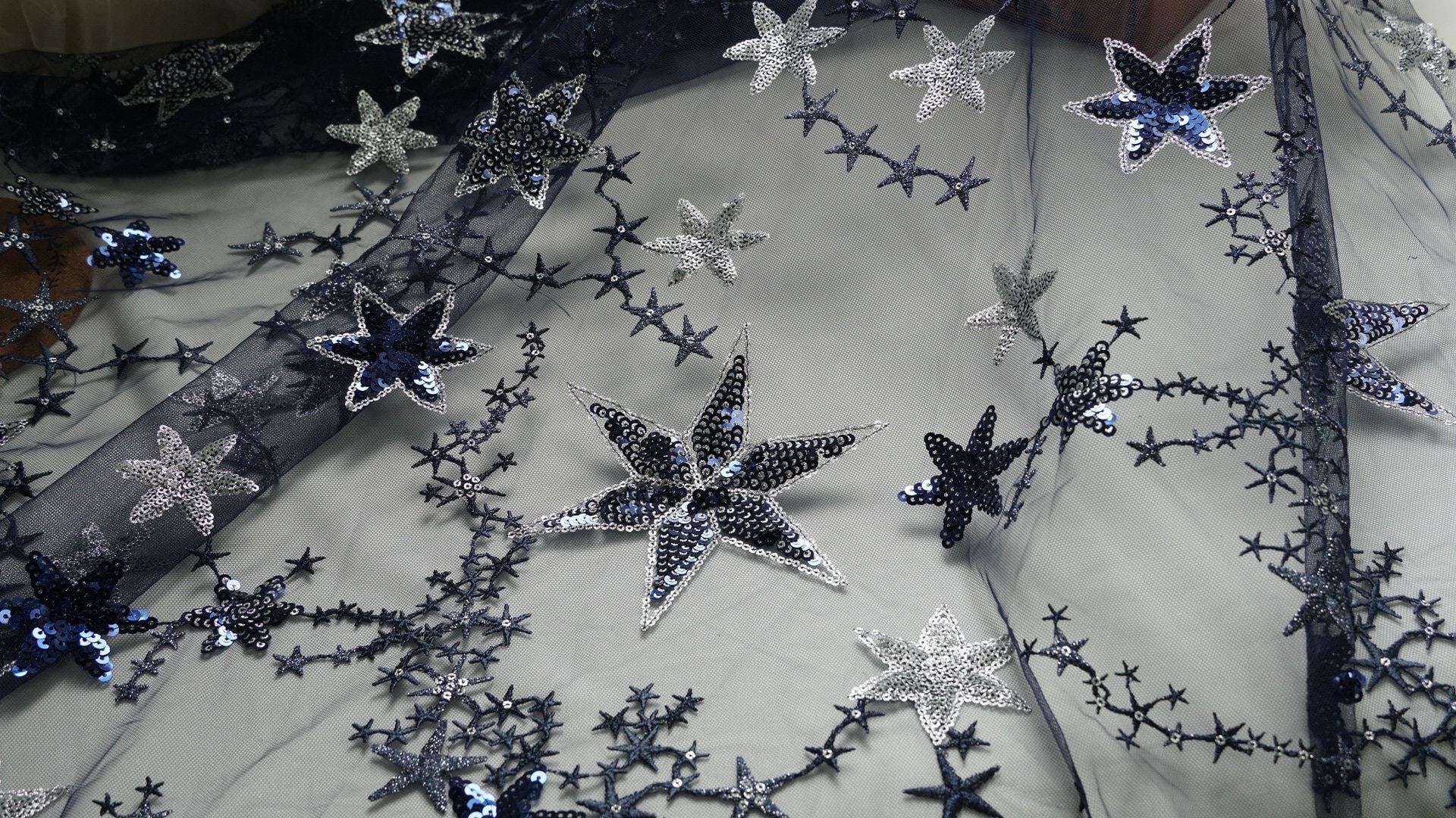 Star Fabric Sequin Lace Fabric Beautiful Stars Design - Etsy
