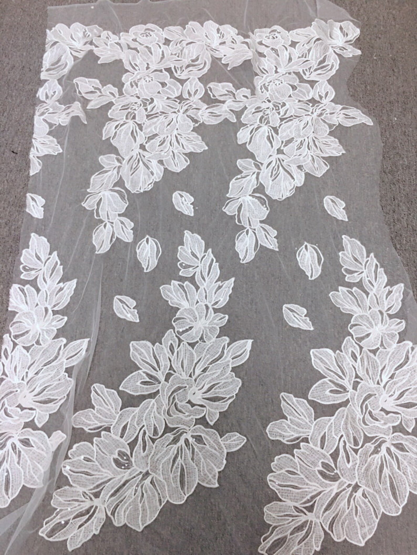 Chic Flower Fabric Clear Sequins Embroidery Lace Fabric in | Etsy