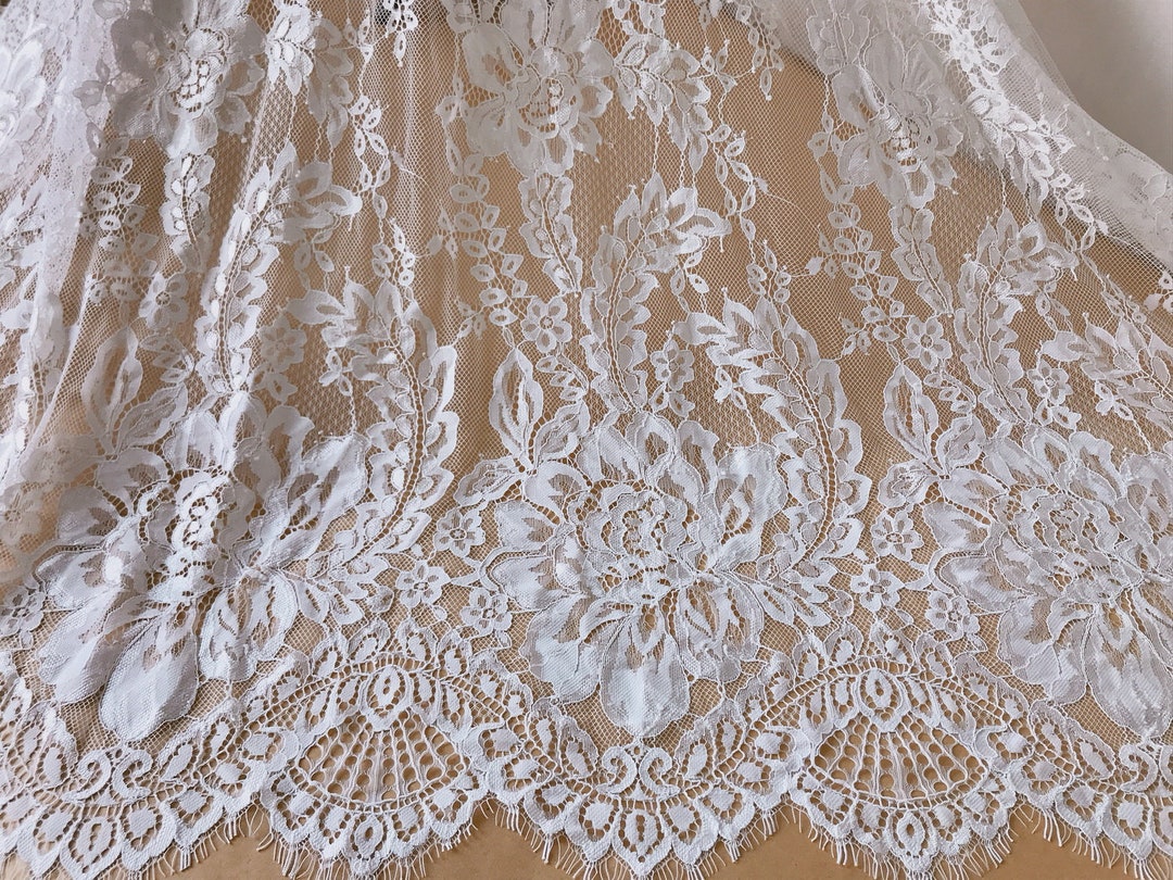 Top Quality Lace Fabric, Romance Chantilly Lace Fabric With Scalloped ...