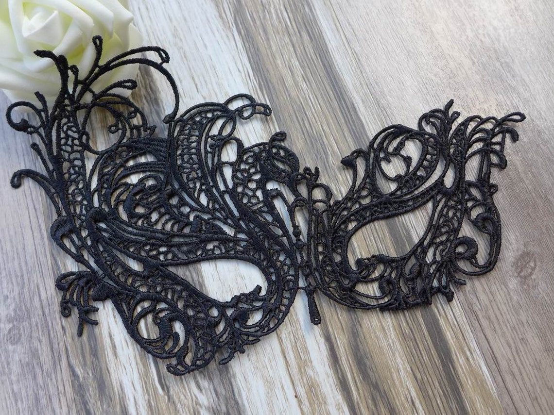 Beautiful Black Venetian Lace Mask Masquerade Ball Mask - Etsy