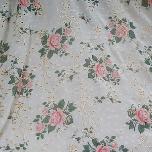 Retro Rose Flowers Print Chiffon Fabric Soft Polyester Chiffon Eyelet ...