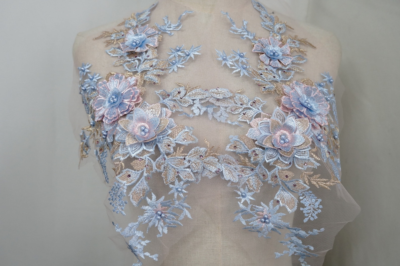 Embroidered 3D Appliques, Ballet Sequin Patch Beaded Flower for Bridal ...