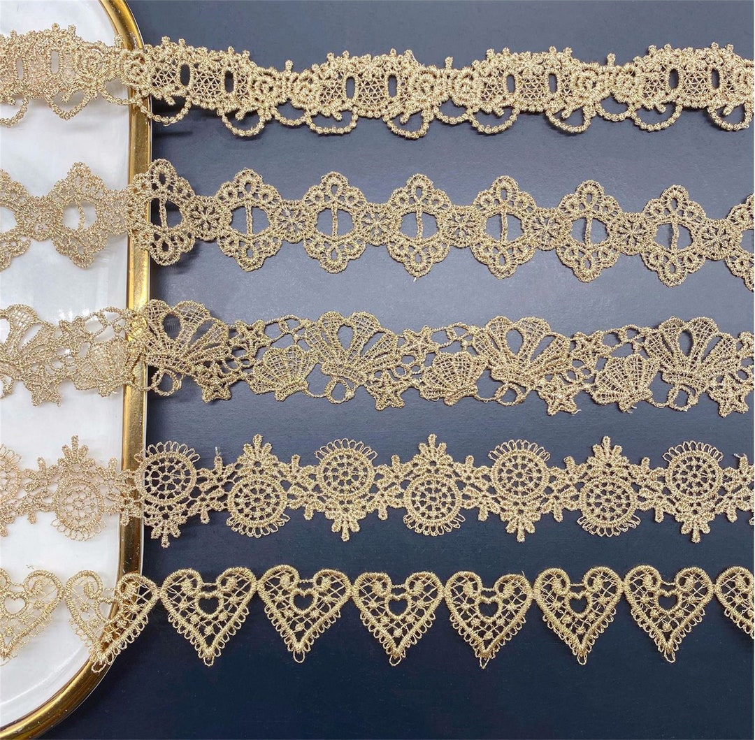 Gold Lace, Lolita Skirt Lace Trim, Insertion Lace, Gold Lace Choker ...