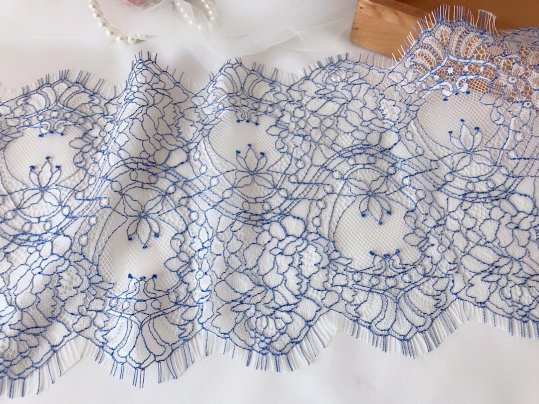 Two-tone Chantilly Lace, Both Sided Scalloped Lace Trim, 8.3" Wide ...