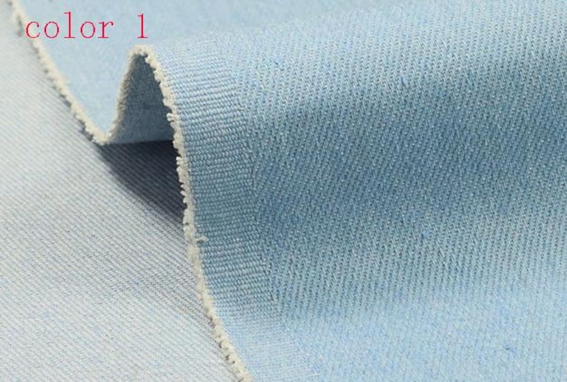 Blue/black Cotton Denim Fabric, 70.86'' Wide Washed Denim Fabric for ...