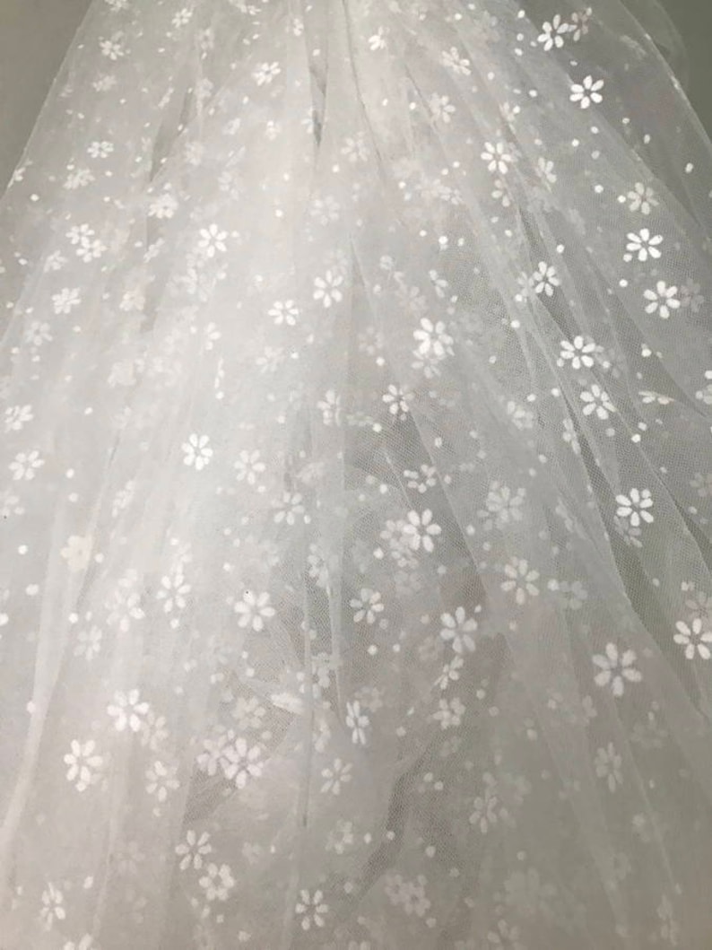 SALE Delicate Floral Tulle Lace Fabric in Off white for bridal | Etsy