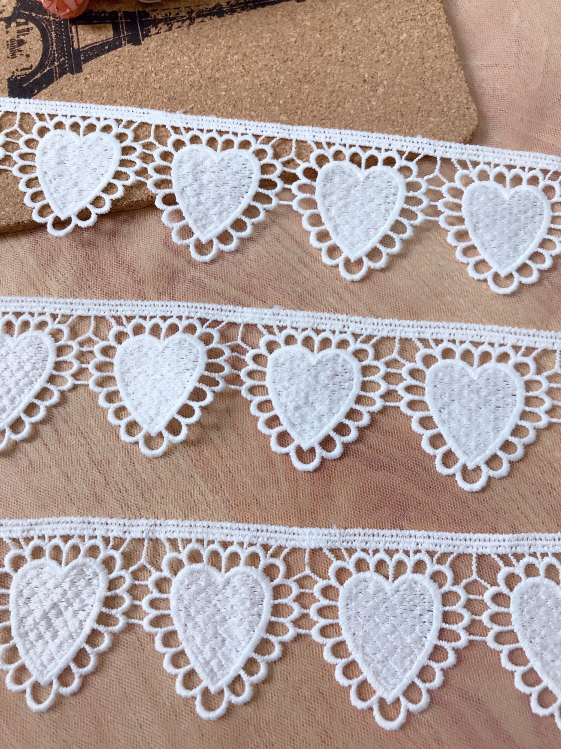 Venice Lace White Love-hearts Lace Trim for Weddings, Bridal Garters ...