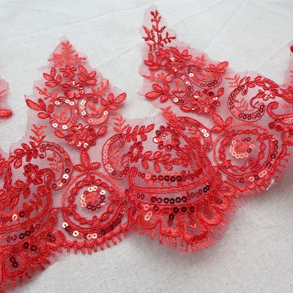 Red Lace Trim - Etsy