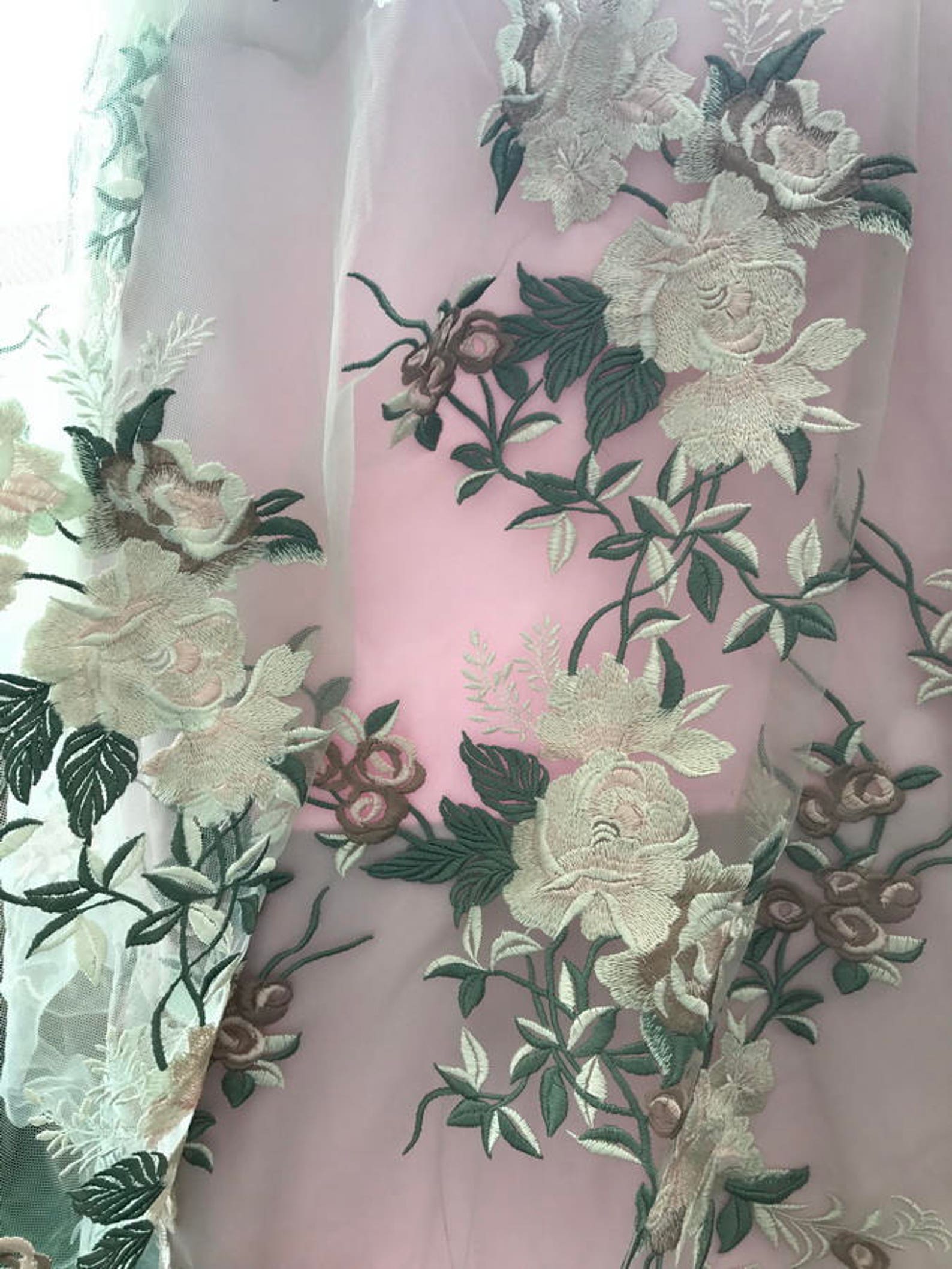 Colorful Embroidered Lace With Blooming Flowers Tulle Wedding - Etsy