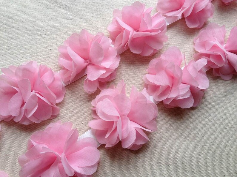 Pink Chiffon Flower Lace Trim, Wedding Bridal Chiffon Trim, Baby ...