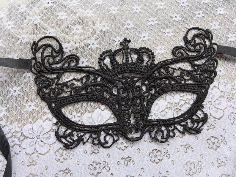 Wedding Mask Black Crown Mask Masquerade Ball Mask Venice | Etsy