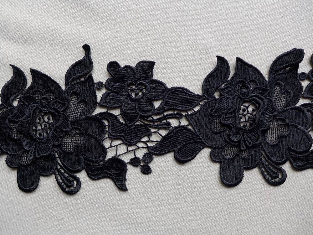 Black Venise Rose Trim Bridal Wedding Lace Trim Gorgeous - Etsy