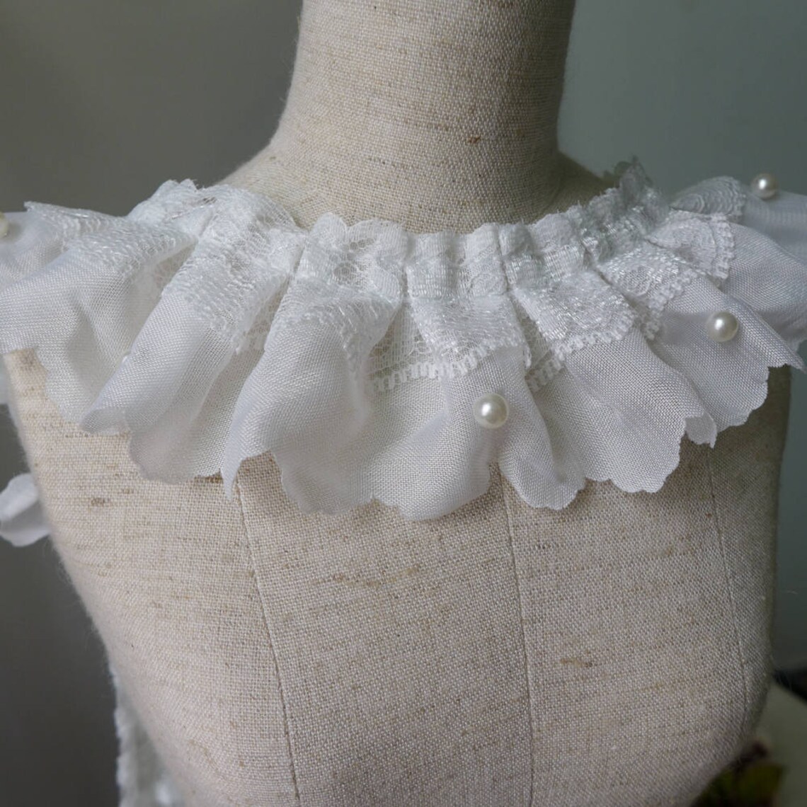 Double Layer Ruffled Beaded Lace Trim in off White for Weddings, Tutu ...
