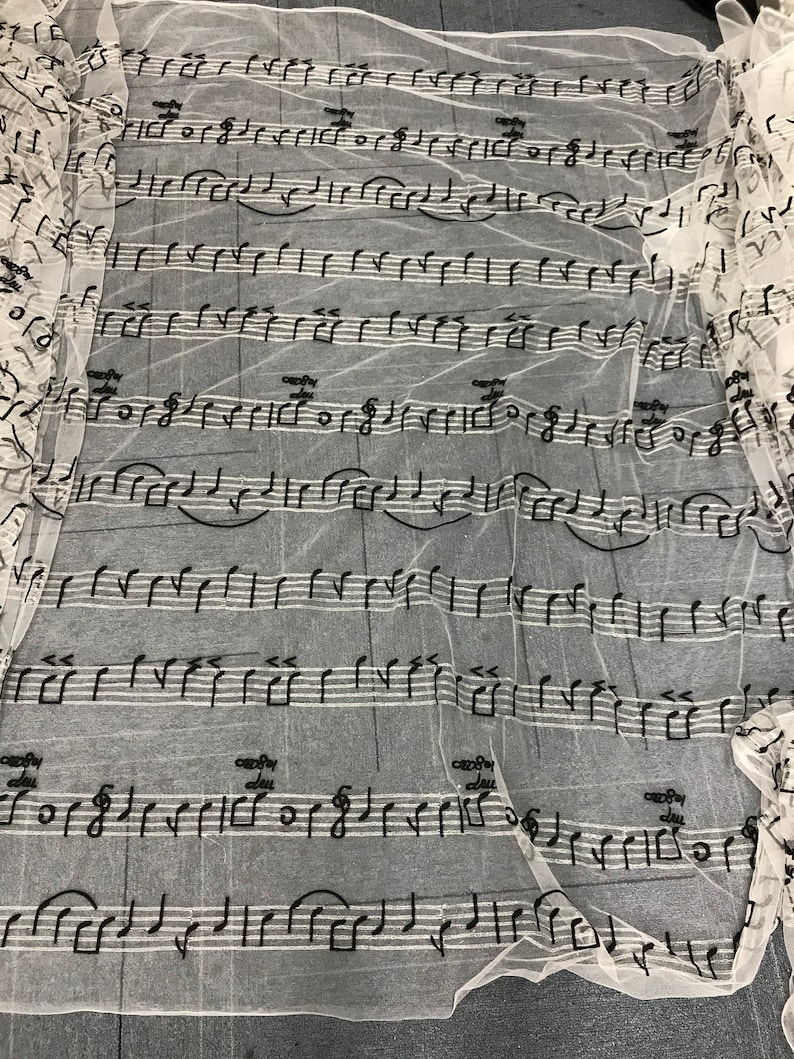 Music Note Fabric Musical Notes Tulle Fabric Black Note and | Etsy