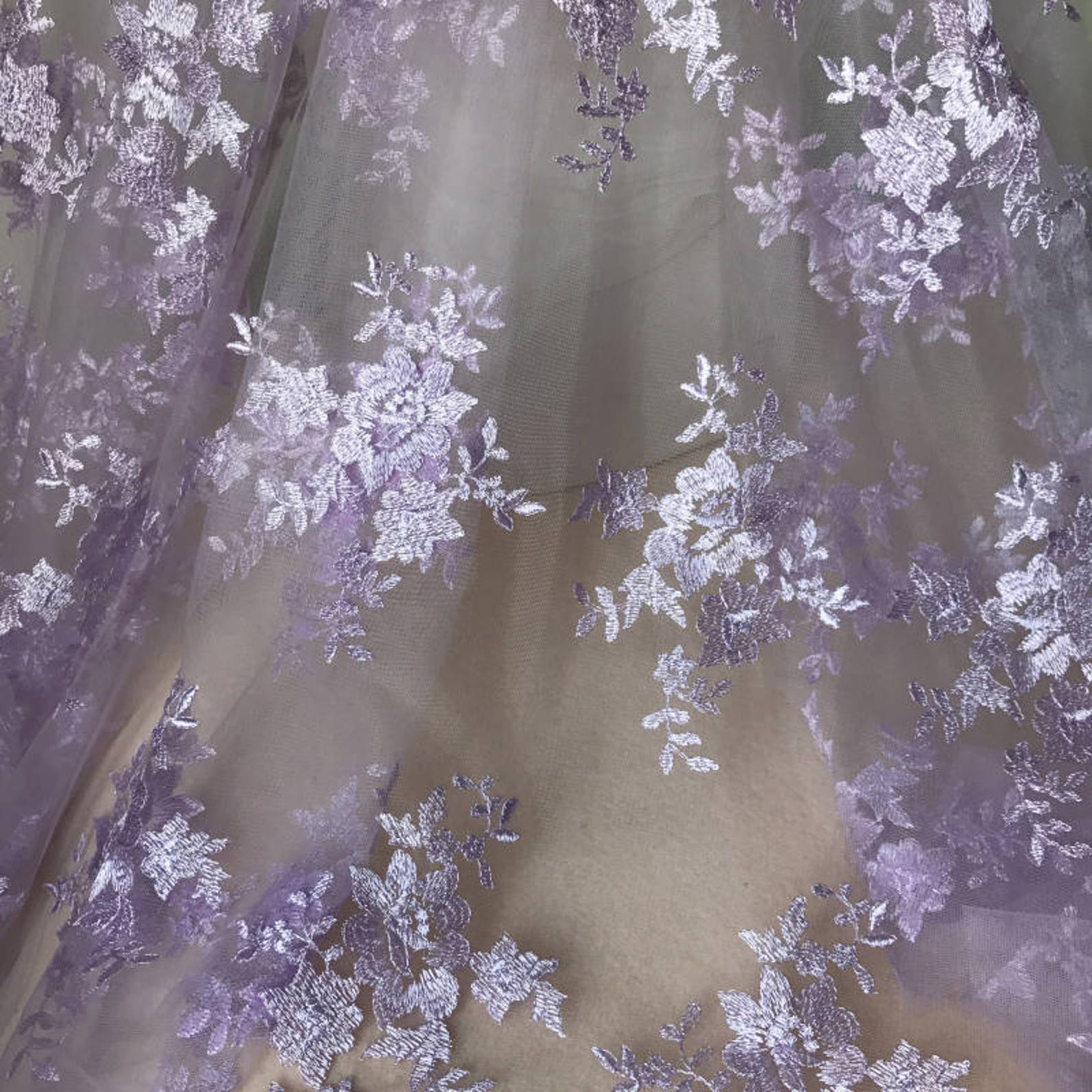 Bridal Floral Fabric Lavender Lace Fabric for Bridesmaid Gown | Etsy