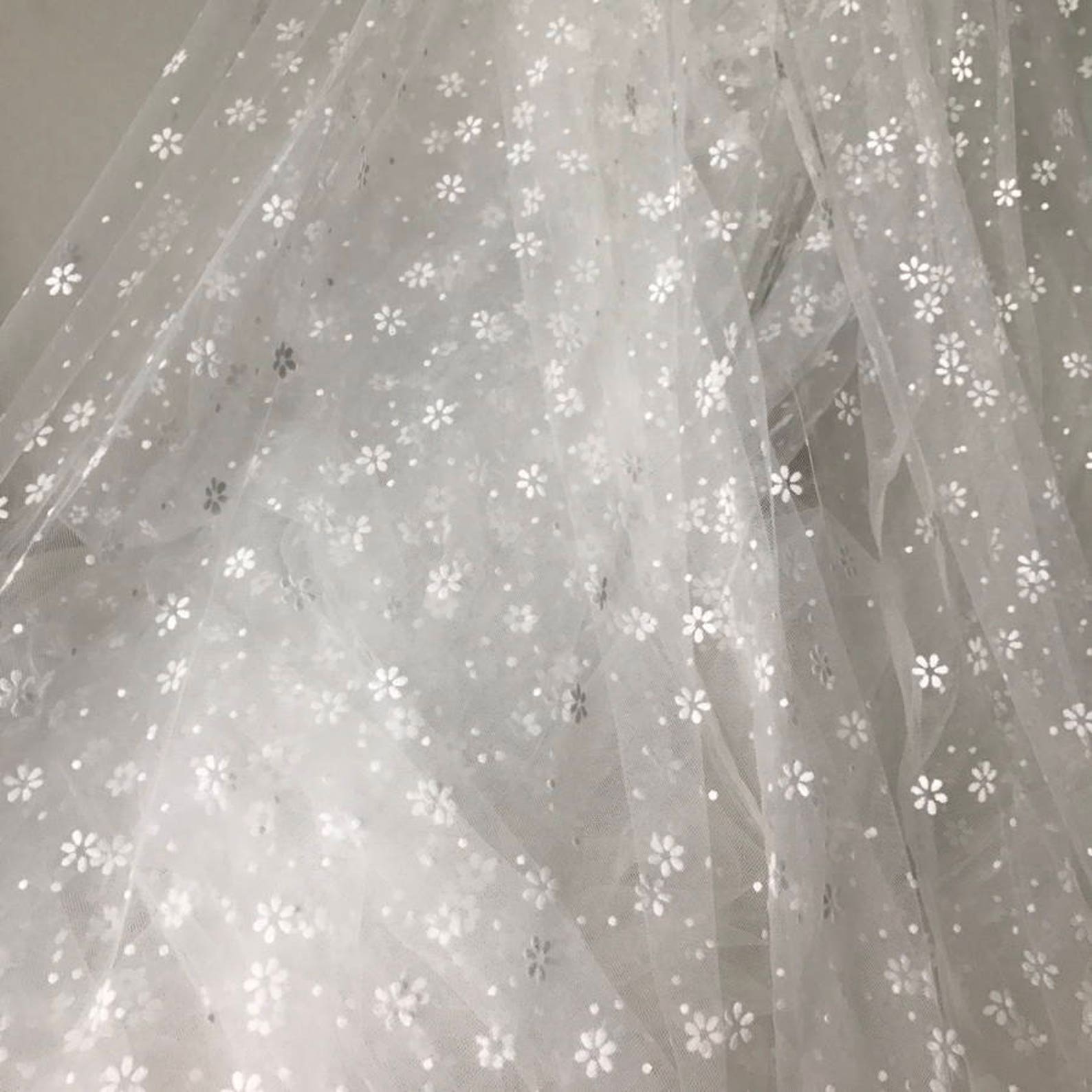 SALE Delicate Floral Tulle Lace Fabric in off White for Bridal - Etsy