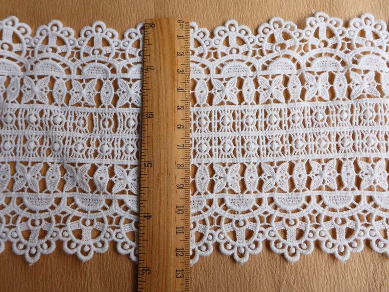 Retro Crochet Lace off White Lace Trim Wide Cotton Fabric Lace 4.92 ...