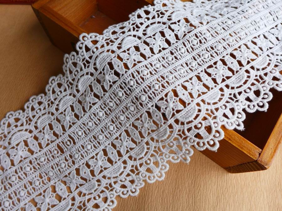 Retro Crochet Lace off White Lace Trim Wide Cotton Fabric Lace 4.92 ...
