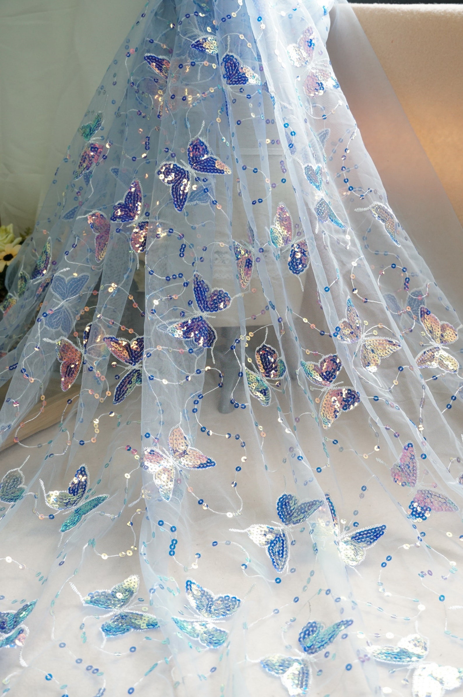 Butterfly Fabric Soft Tulle Butterflies Embroidered Lace - Etsy